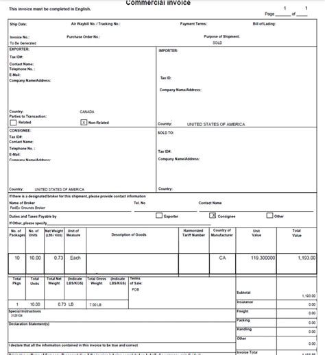 International Shipping Forms