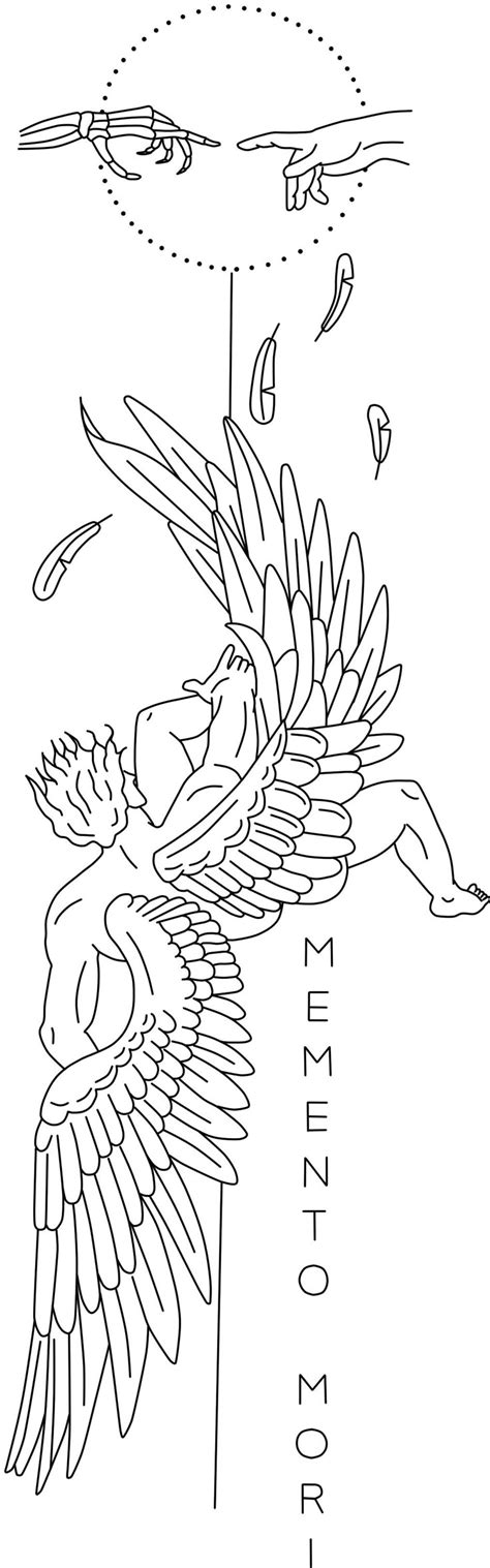 Memento Mori Tattoo Angel caído con alas extendidas