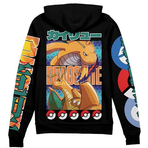 Dragonite Pokemon Streetwear Zip Hoodie Jacket Anime Ape