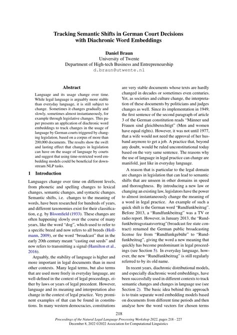 Pdf Tracking Semantic Shifts In German Court Decisions With Diachronic Word Embeddings