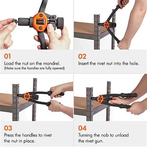 Vonhaus Rivet Nut Gun Rivnut Tool Hand Riveter Pliers Set 7
