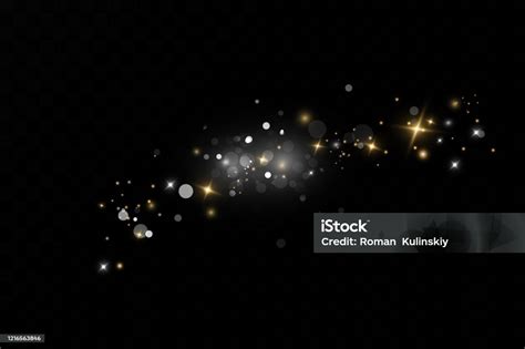 파티클의 반짝이 효과 골드는 반짝입니다 투명 한 배경에 스타 먼지 반짝이 입자입니다 벡터 일러스트magicchristmas우주 먼지 거친 필름 효과에 대한 스톡 벡터 아트