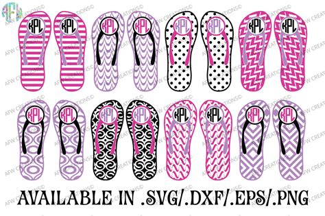 Monogram Flip Flops Svg Dxf Eps Cut Files By Afw Designs