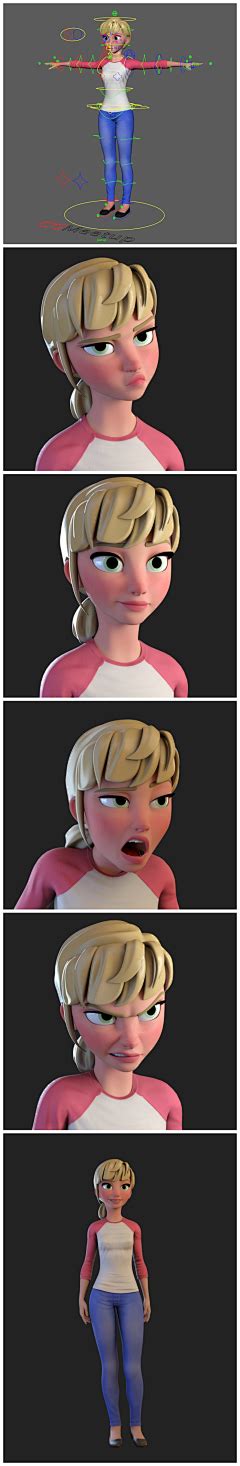 maya 花瓣网 陪你做生活的设计师 孩 ik骨骼绑定蒙皮动画素材 cg原画参考设定