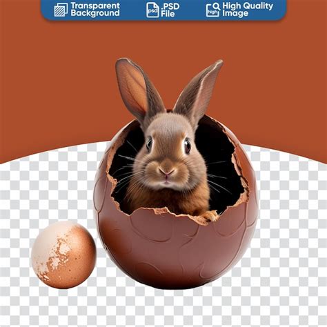 Premium Psd Easter Bunny Cute And Hatching From A Chocolate Easter Egg Rabbit For A Happy Easter