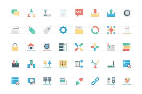 网络和通信图标素材 Flat Network And Communication Icons 云瑞设计