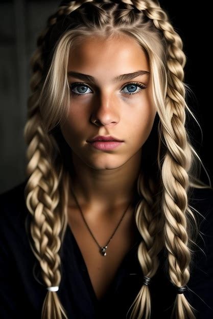 Premium Ai Image Closeup Portrait Of A Girl With Braided Hair Capturing The Sweetness And