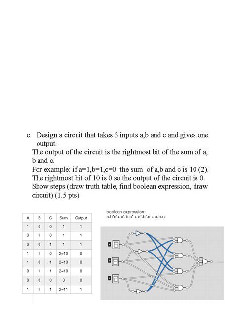 Question 3 Design A Circuit That Takes 3 Inputs A B And C And Gives One Output The Output