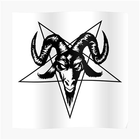 Satanic Goat Head With Pentagram 12 Black Poster By Mystic Land