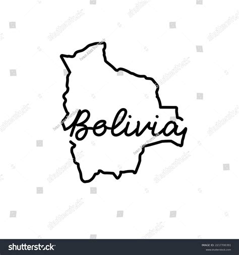 Bolivia Outline Map Handwritten Country Name Stock Illustration
