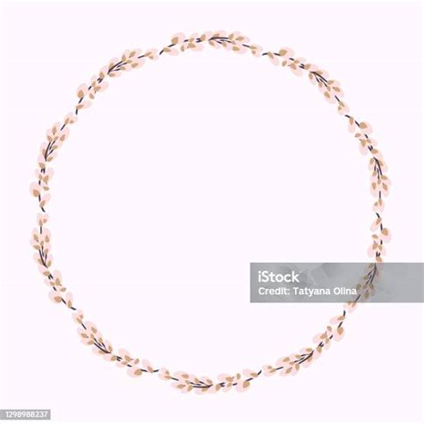 버드 나무 화환 버드 나무 나뭇 가지로 만든 둥근 프레임 버드 나무 줄기로 만든 부활절 화환 흰색 배경에서 격리된 벡터 그림입니다 초대장 엽서 인쇄용 디자인 0명에 대한