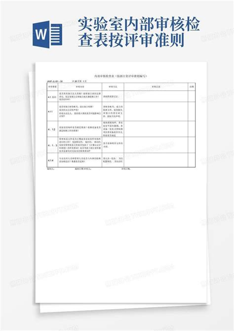 实验室内部审核检查表 按评审准则word模板下载编号ljxvwebg熊猫办公