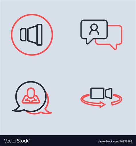 Set Line Speech Bubble Chat 360 Degree View And Vector Image