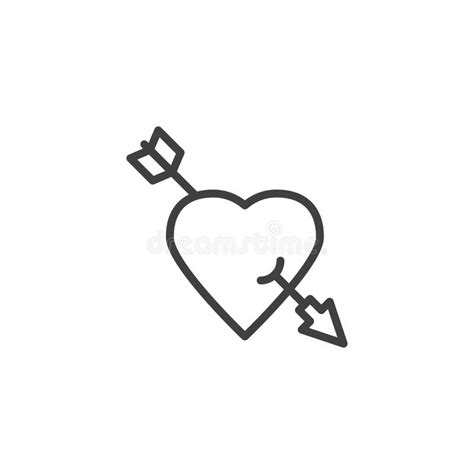 Heart With Arrow Line Icon Stock Vector Illustration Of Pixel 263217400