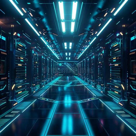 Futuristic Data Center Corridor Generative Ai Stock Image Image Of Computer Hightech 323656987