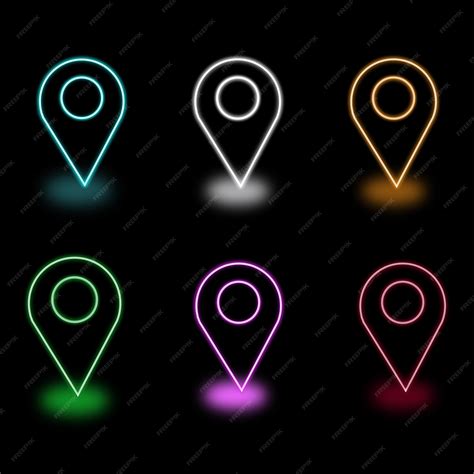 Conjunto De ícones De Localização De Néon De Vetor Grátis Conjunto De
