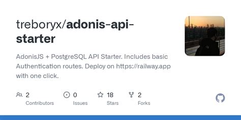 GitHub Treboryx Adonis Api Starter AdonisJS PostgreSQL API Starter