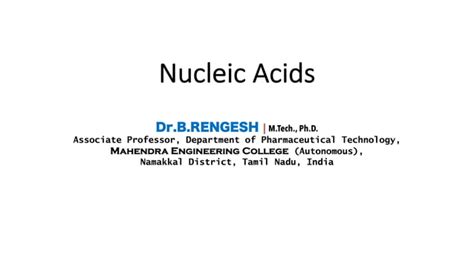Biochemistry Lecture Notes Nucleic Acids PDF