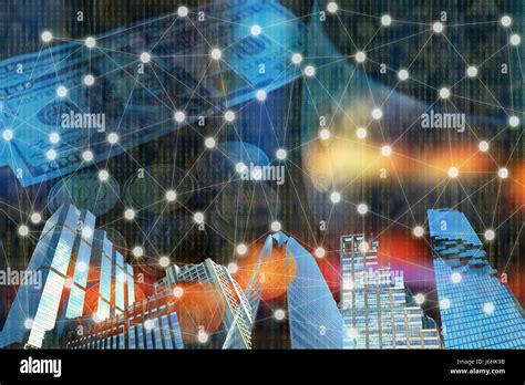 fintech technology and blockchain network concept distributed ledger