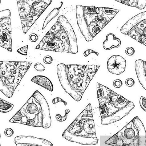 Poster Illustrazione Vettoriale Mano Disegnato Pizza Tipi Di Pizza
