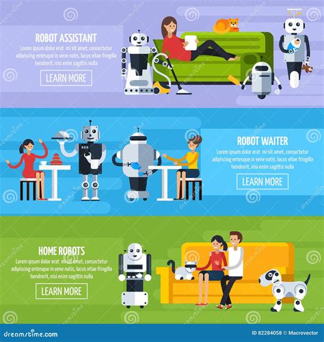 Artificial Intelligence Horizontal Banners Stock Vector Illustration