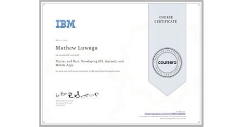 Completion Certificate For Flutter And Dart Developing Ios Android