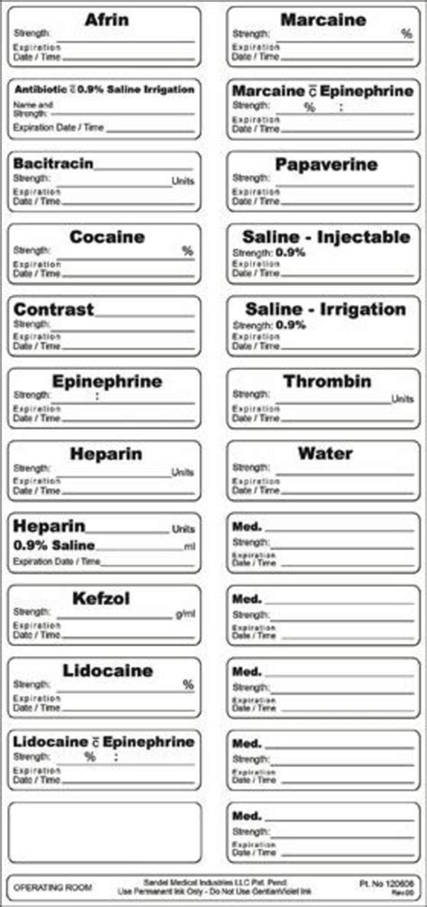 Sandel Correct Medication Labeling System™ O R Kettering Surgical Appliances