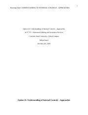 ACT 575 Module 2 Option 1 Understanding Of Internal Controls Approaches Docx 1 Running Head