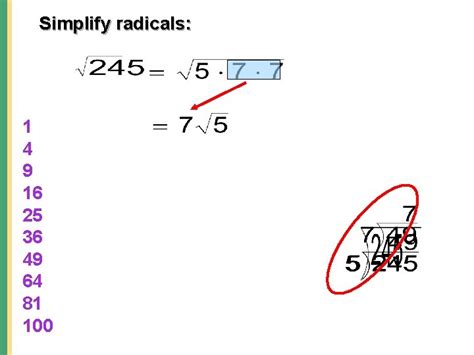 Multiplying Dividing And Simplifying Radicals