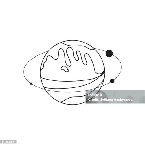Planet Dalam Seni Garis Elemen Untuk Desain Logo Ilustrasi Stok Unduh