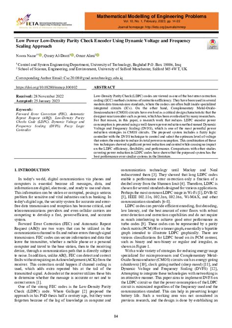 Pdf Low Power Low Density Parity Check Encoder Using Dynamic Voltage And Frequency Scaling