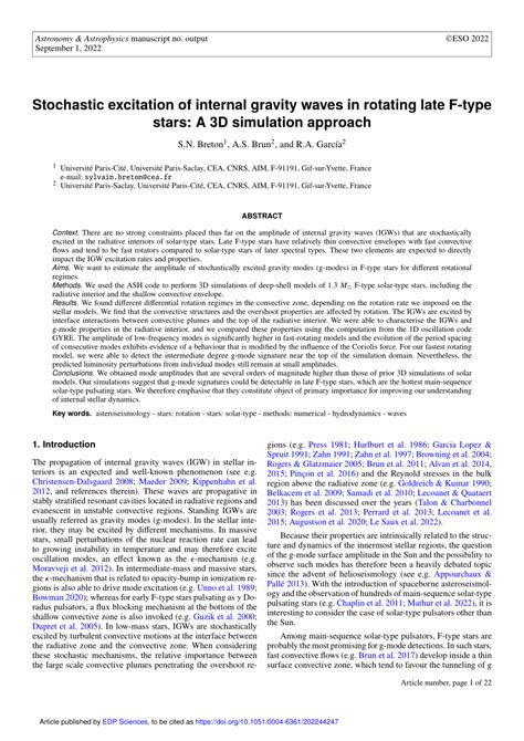 Pdf Stochastic Excitation Of Internal Gravity Waves In Rotating Late