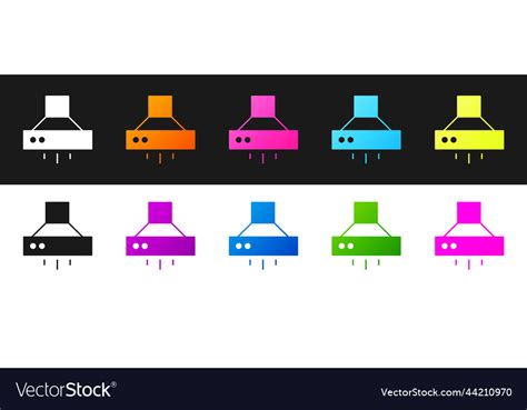 Set Kitchen Extractor Fan Icon Isolated On Black Vector Image