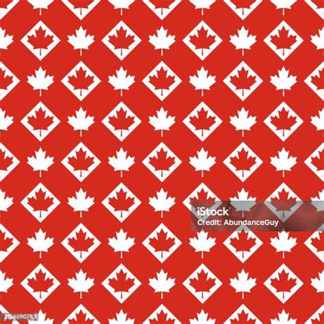 빨간색과 흰색 캐나다 단풍잎 마름모 원활한 패턴 벡터 일러스트 레이 션 Canada Day에 대한 스톡 벡터 아트 및 기타