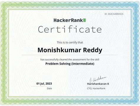 Ch Monish On Linkedin Problemsolvingskills Problemsolvingcertification Hackerrank
