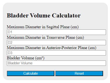 Bladder Volume Calculator Calculator Academy