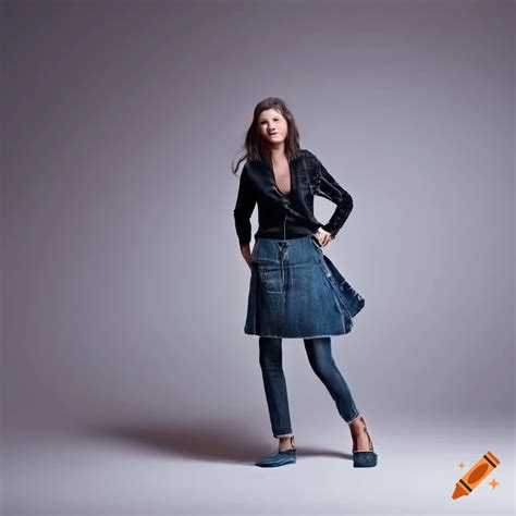 Slim Mature Woman Wearing Denim Jeans And Jacket On Craiyon