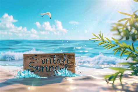 Nice Realistic Hello Summer With Name Plate Sea Beach Droup Wather