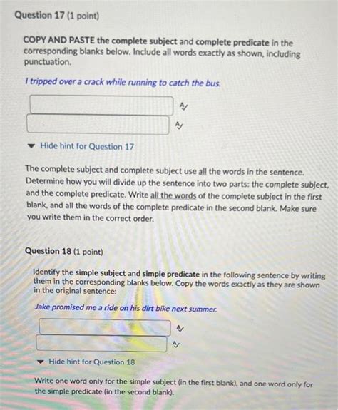 Solved Tip Remember That Simple Subjects And Simple Chegg