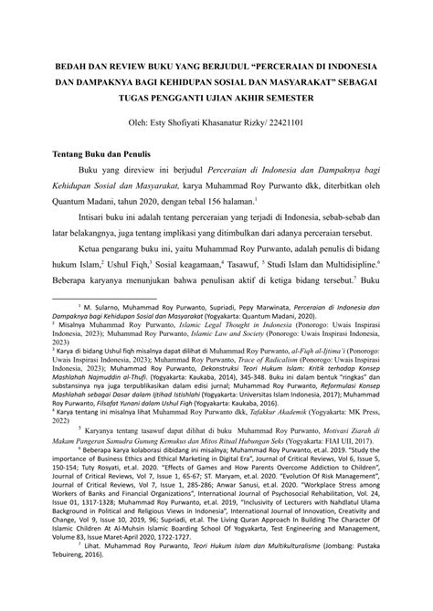 PDF BEDAH DAN REVIEW BUKU YANG BERJUDUL PERCERAIAN DI INDONESIA