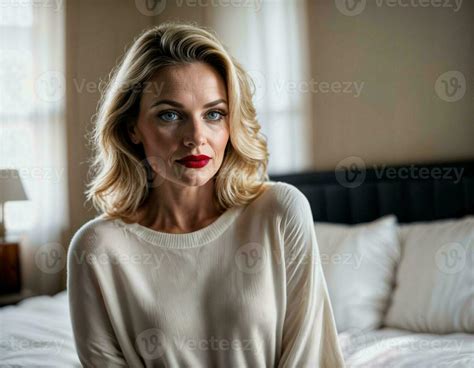 Ai Generated Photo Of Beautiful Middle Aged Woman With Blonde Hair In