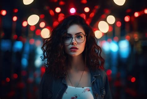 Premium Photo Woman With Glasses In Dark Room