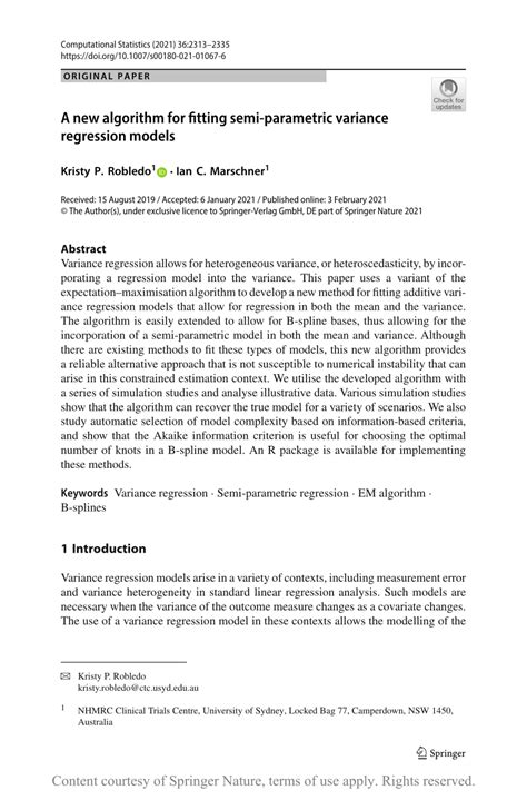 A New Algorithm For Fitting Semi Parametric Variance Regression Models