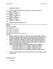Week 6 Algorithm Workbench Marisol Davila Week 6 Pg 159 Algorithm Workbench I Rewrite The
