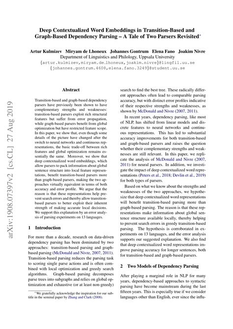 Pdf Deep Contextualized Word Embeddings In Transition Based And Graph
