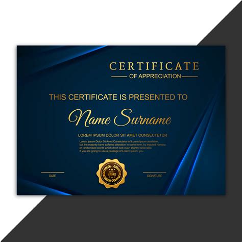 Creative Certificate Of Appreciation Award Vector Ima
