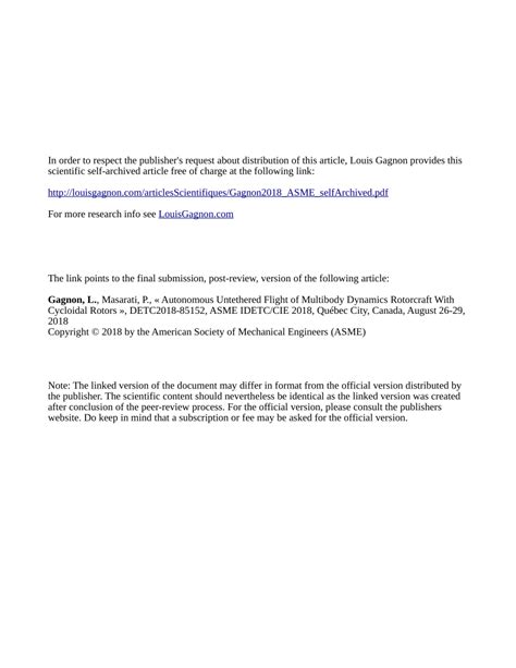 Pdf Autonomous Untethered Flight Of Multibody Dynamics Rotorcraft
