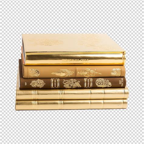 투명한 배경 위에 고립된 황금색 책들이 쌓여 있습니다 프리미엄 Ai 생성 Psd