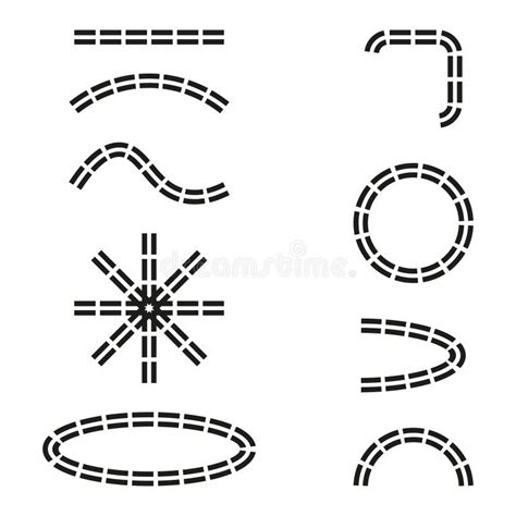 Dashed Line Figure Abstract Stroke Shape Vector Linear Symbol Geometric Rounded Corner Stock