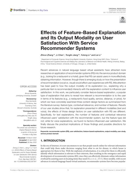 Pdf Effects Of Feature Based Explanation And Its Output Modality On